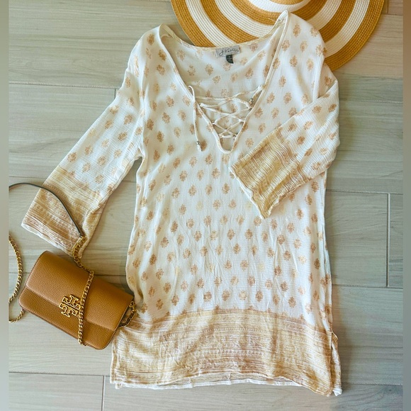J. Valdi | Swim | J Valdi Swimsuit Beach Cover Up Lace Up Tunic | Poshmark